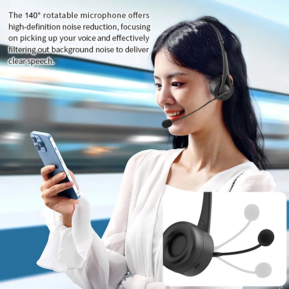 Bluetooth 5.3 Headphone With Mic Noise Reduction Hands-Free Call HiFi ...